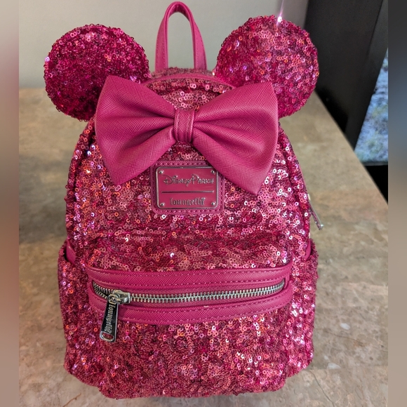 Disney | Bags | Disney Loungefly Parks Imagination Pink Sequin ...